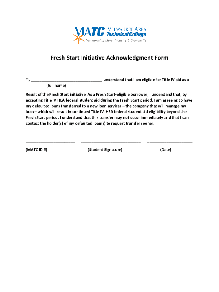 Fillable Online 125-049-Financial Aid: Fresh Start Initiative ...