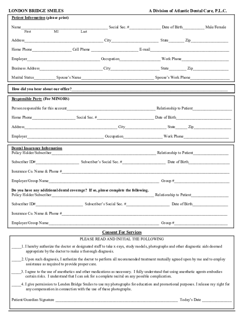 Fillable Online LONDON BRIDGE SMILES Fax Email Print - pdfFiller