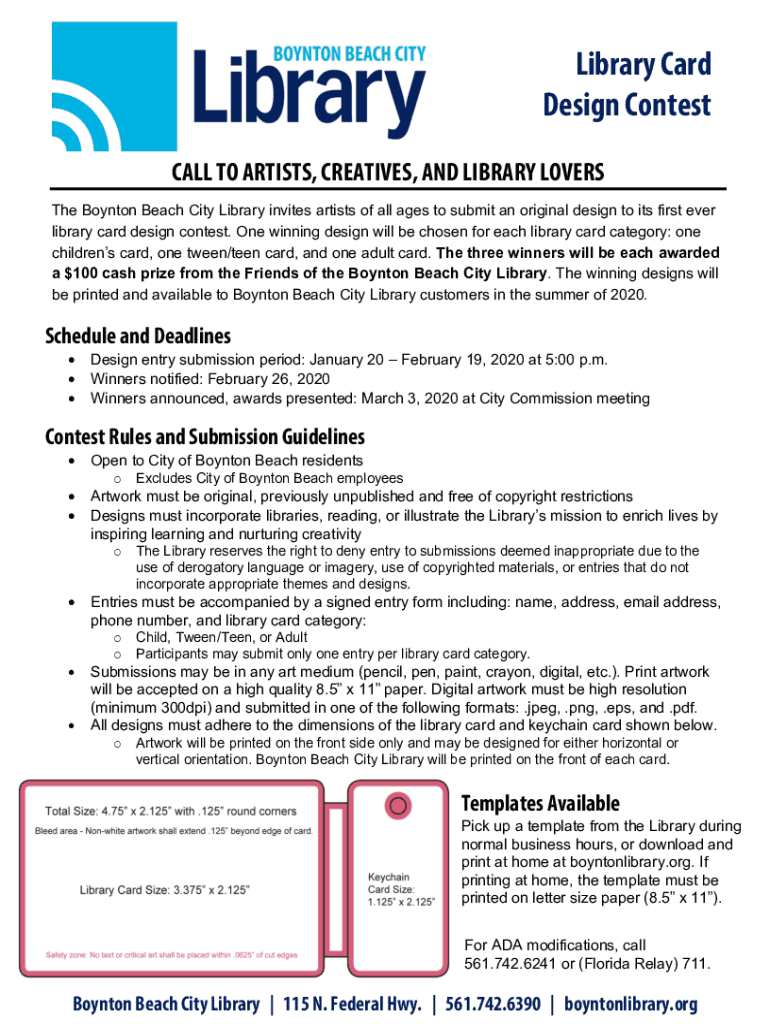 Fillable Online Library Card Design Contest Entry Form.docx Fax Email ...