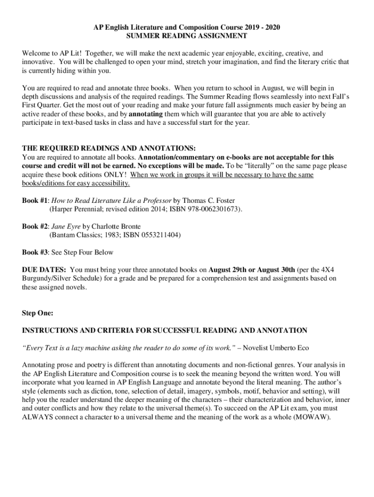 Fillable Online fl01803656 schoolwires A.P. Literature and Composition ...