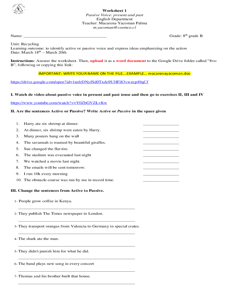 Fillable Online Active and Passive Sentences Fax Email Print - pdfFiller