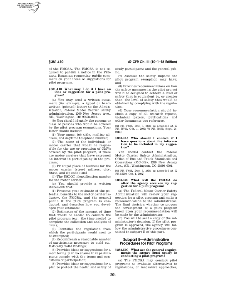 Fillable Online Hours of Service of Drivers: Application for Exemption ...