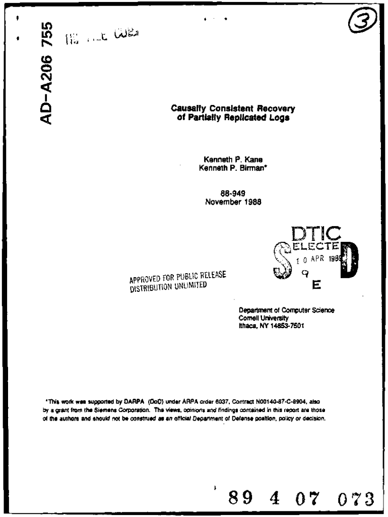 Fillable Online Causally Consistent Recovery Of Partially Replicated Logs An Algorithm Is 5517