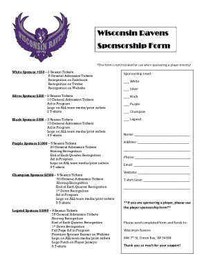 Fillable Online Wisconsin Ravens Sponsorship Form Fax Email Print ...