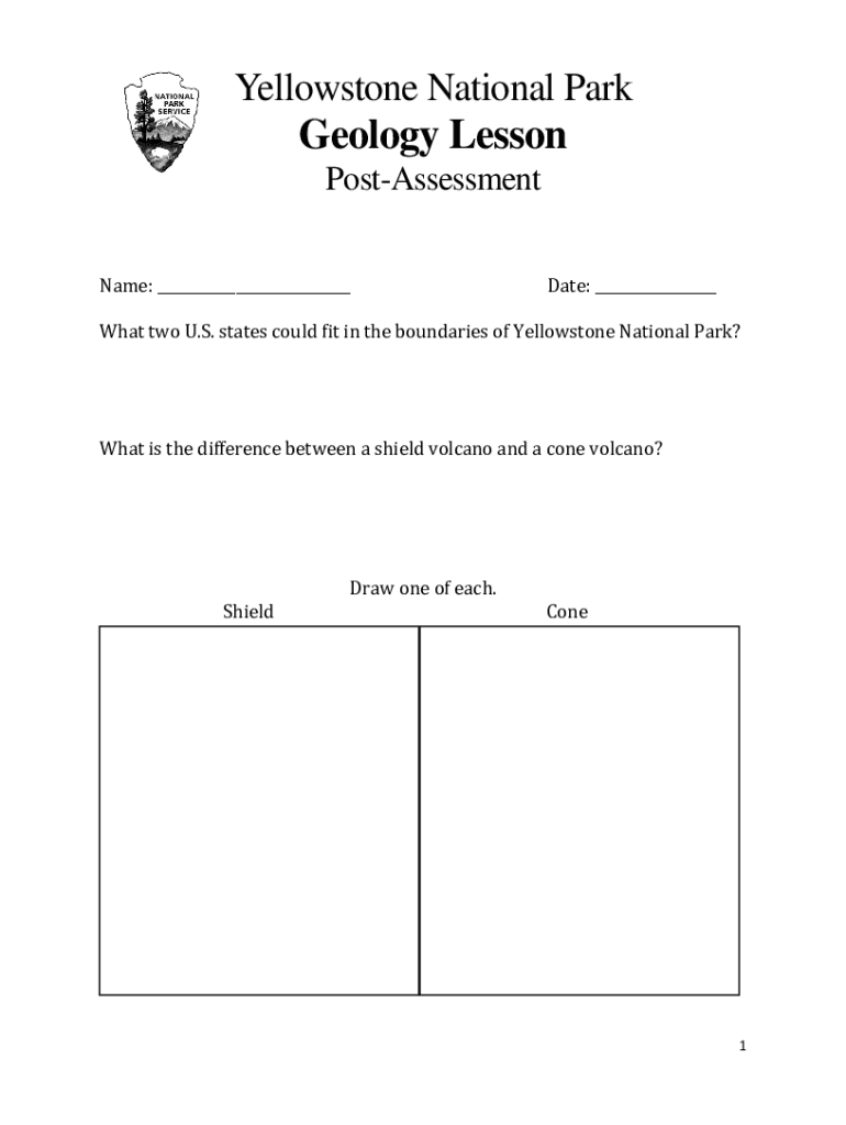 Fillable Online Post Geology Worksheet. Yellowstone Geology Fax Email ...