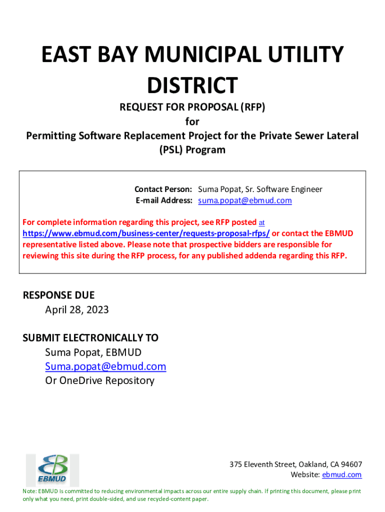 Fillable Online REQUEST FOR PROPOSAL (RFP) for Permitting Software ...