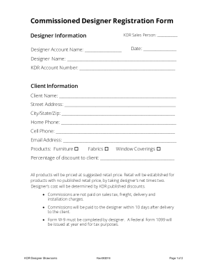 Fillable Online Commissioned Designer Registration Form Fax Email Print ...