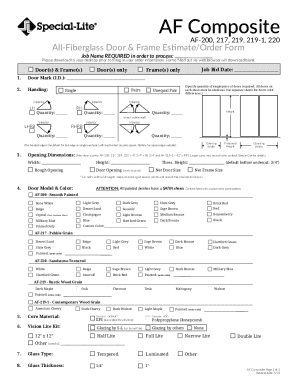 Fillable Online Special-Lite AF-200FR Smooth Fire-Rated Fiberglass Door ...