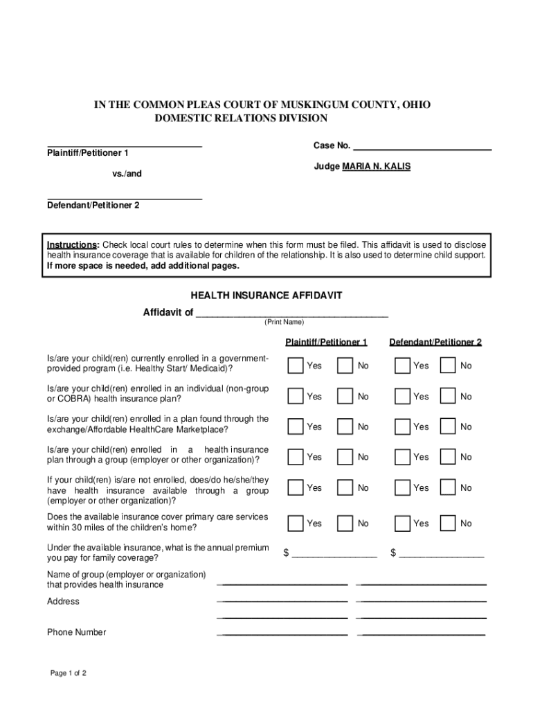 Fillable Online 53. Affidavit 4 - Health Insurance - Two Signatures Fax ...