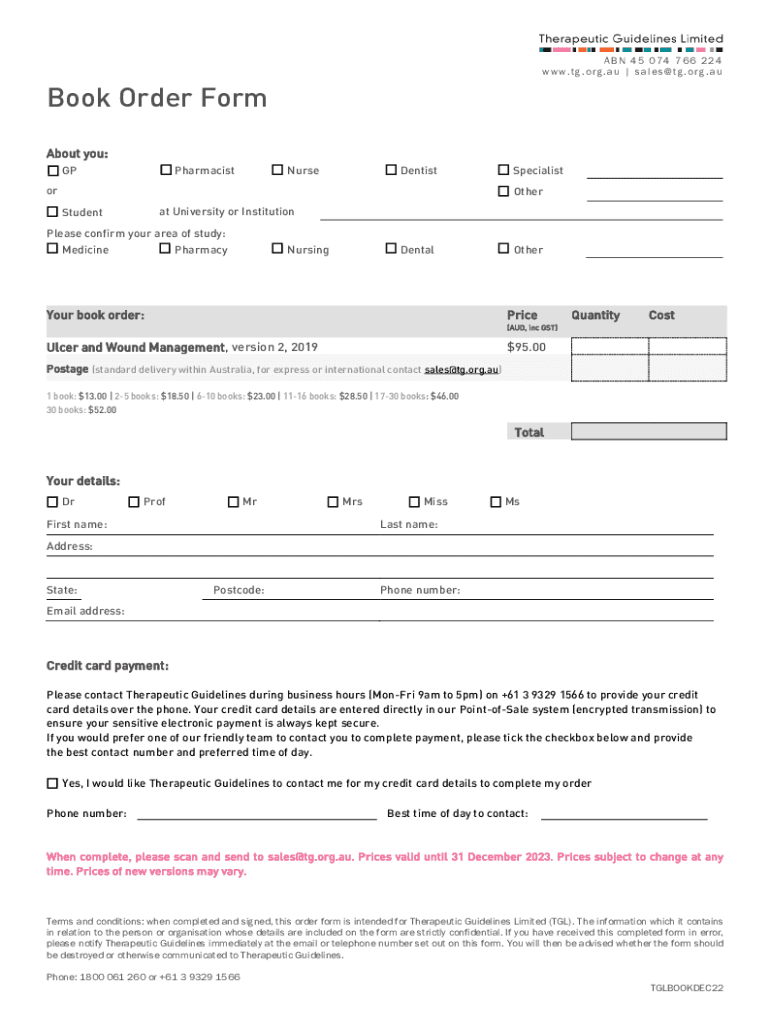 Fillable Online Book Order Form Fax Email Print - pdfFiller