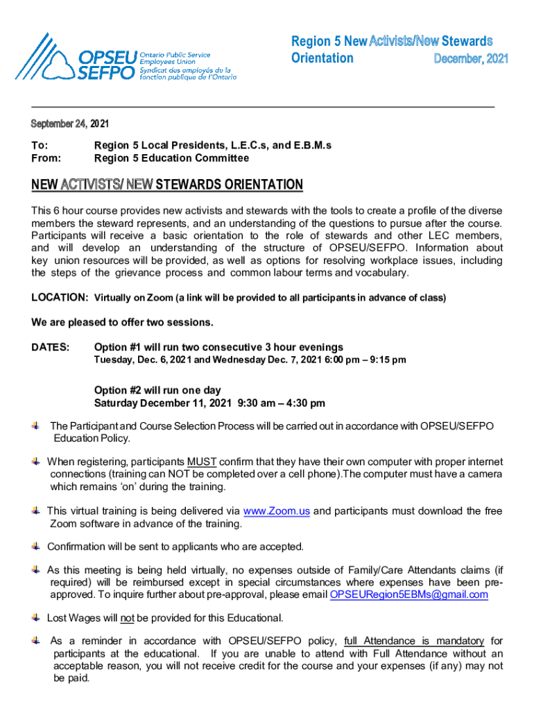 Fillable Online DELEGATE CREDENTIAL FORM - OPSEU SEFPO Fax Email Print ...