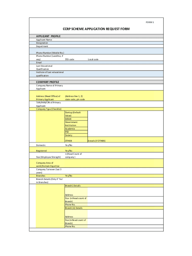 Fillable Online CCRP SCHEME APPLICATION REQUEST FORM Fax Email Print ...