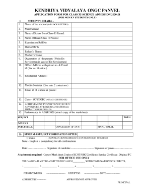 Fillable Online admission form XI 2020-21(KV students). ... Fax Email ...