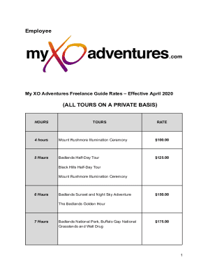 Fillable Online Freelance Tour Guide Rates Fax Email Print - pdfFiller