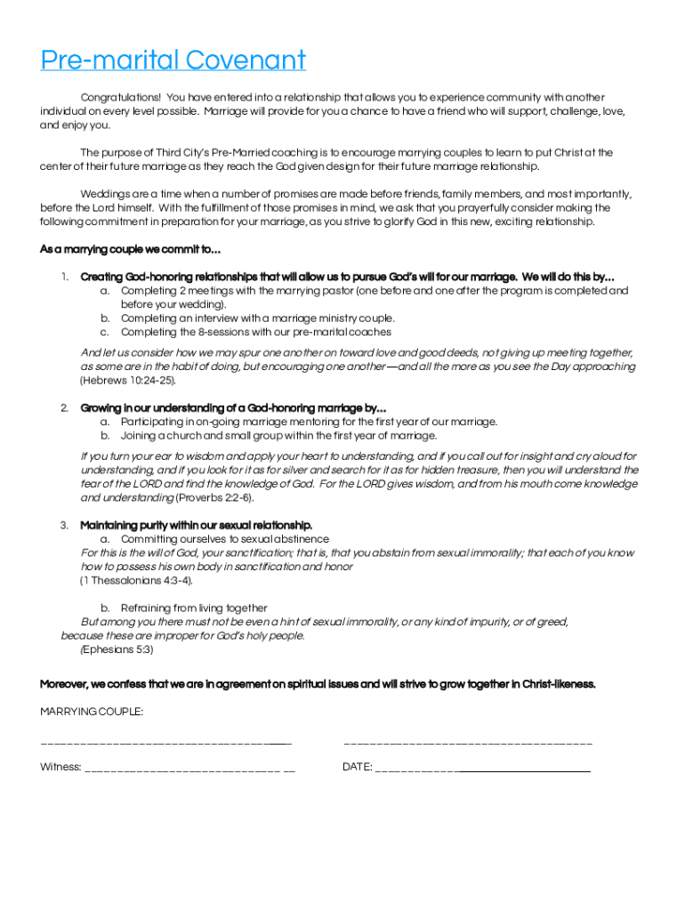 Fillable Online Pre-marital Covenant Fax Email Print - pdfFiller