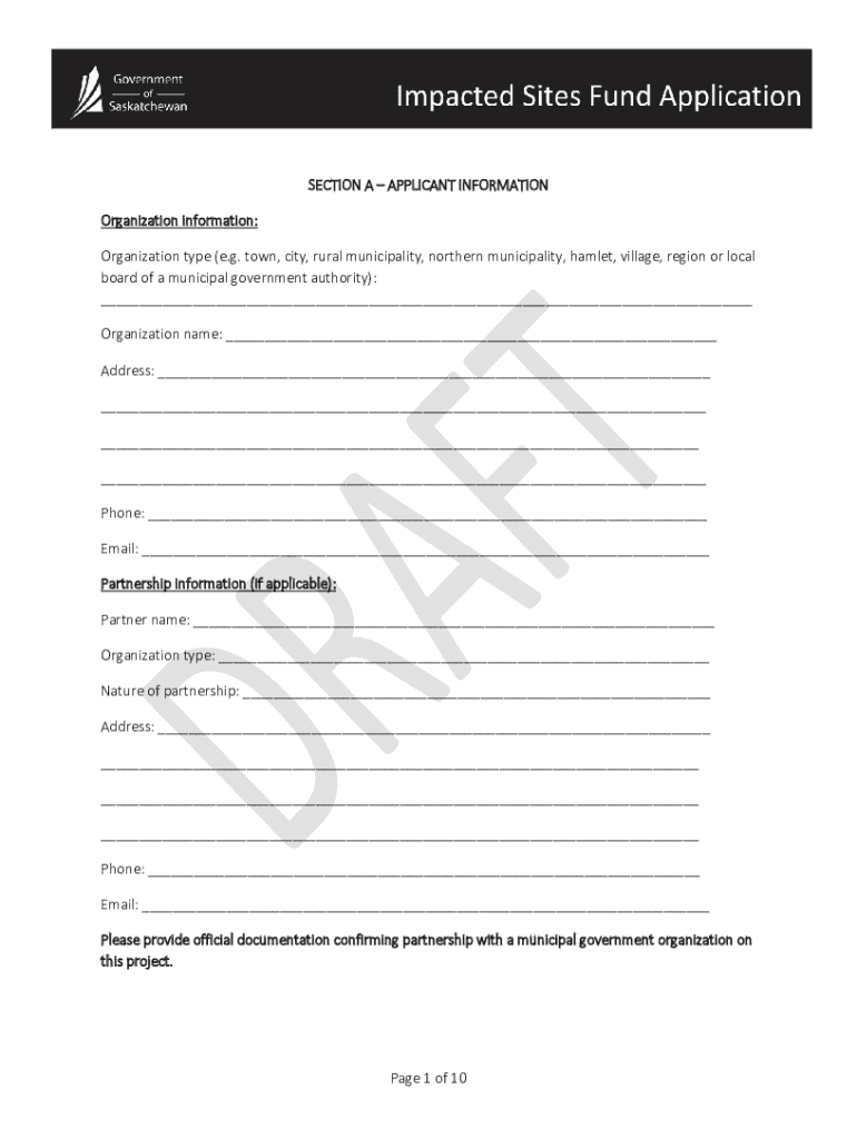Fillable Online of 10 SECTION AAPPLICANT INFORMATION Organization ...
