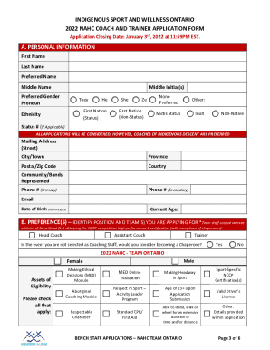 Fillable Online NAHC Coach Application Form Fax Email Print - pdfFiller