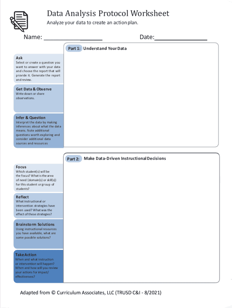 Fillable Online Data Analysis Protocol Worksheet Fax Email Print ...