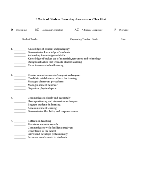 Fillable Online Effects of Student Learning Assessment Checklist Fax ...