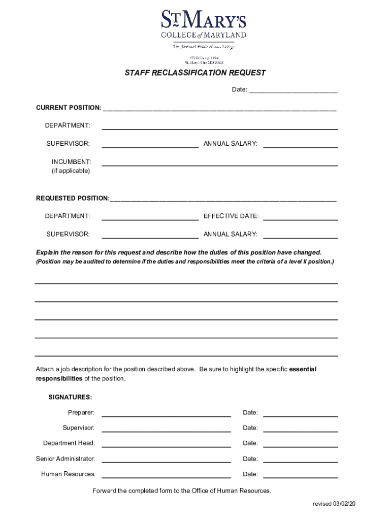 Fillable Online To describe reclassification and its effect on salary level, ... Fax Email Print ...