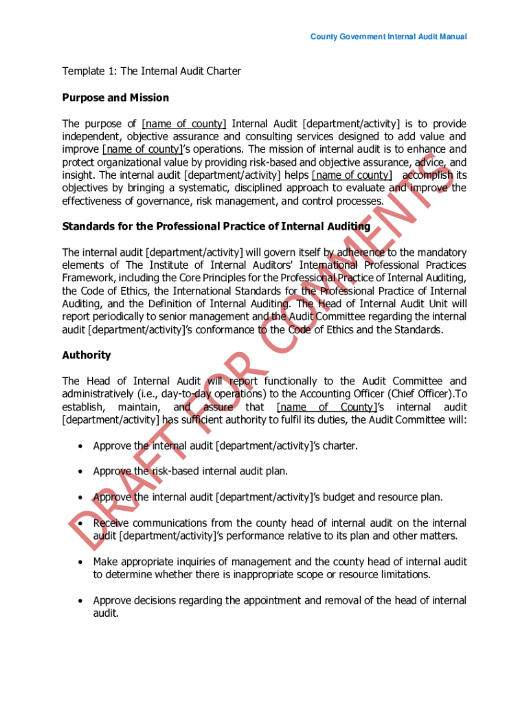 Fillable Online Mission and Audit CharterOffice of Internal Audits Fax ...