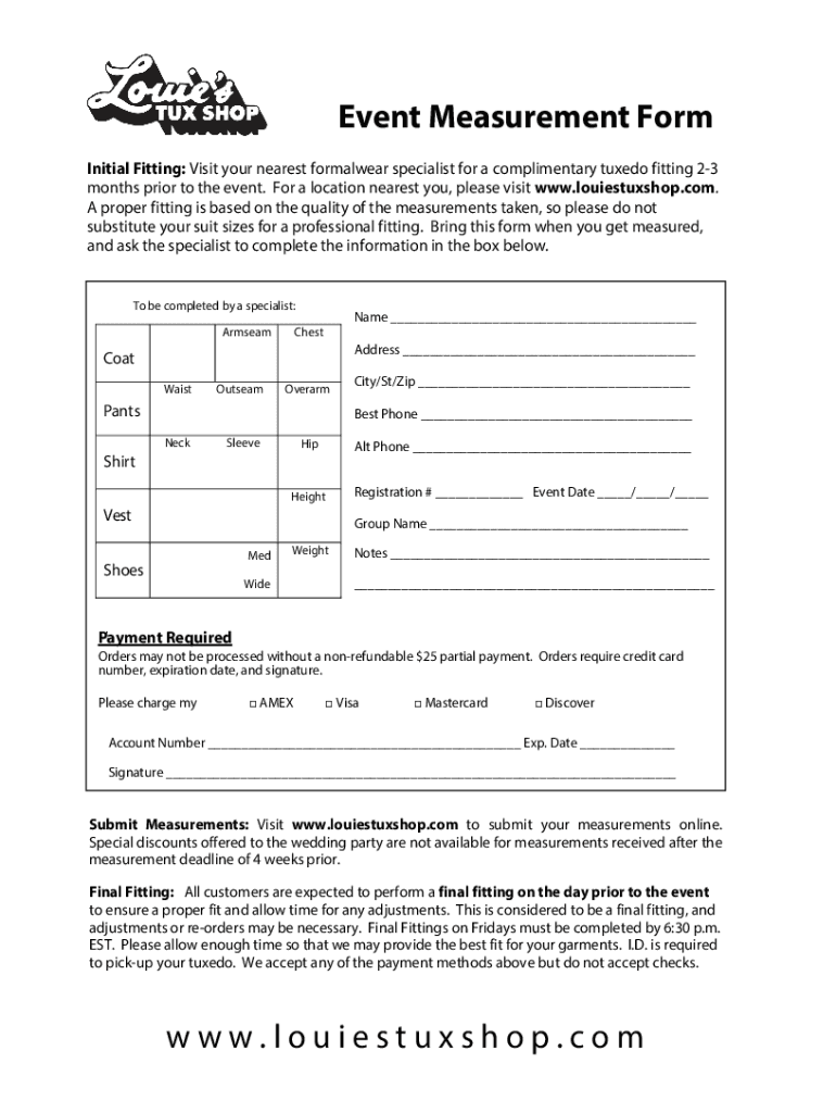 Fillable Online Event Measurement Form Fax Email Print - pdfFiller