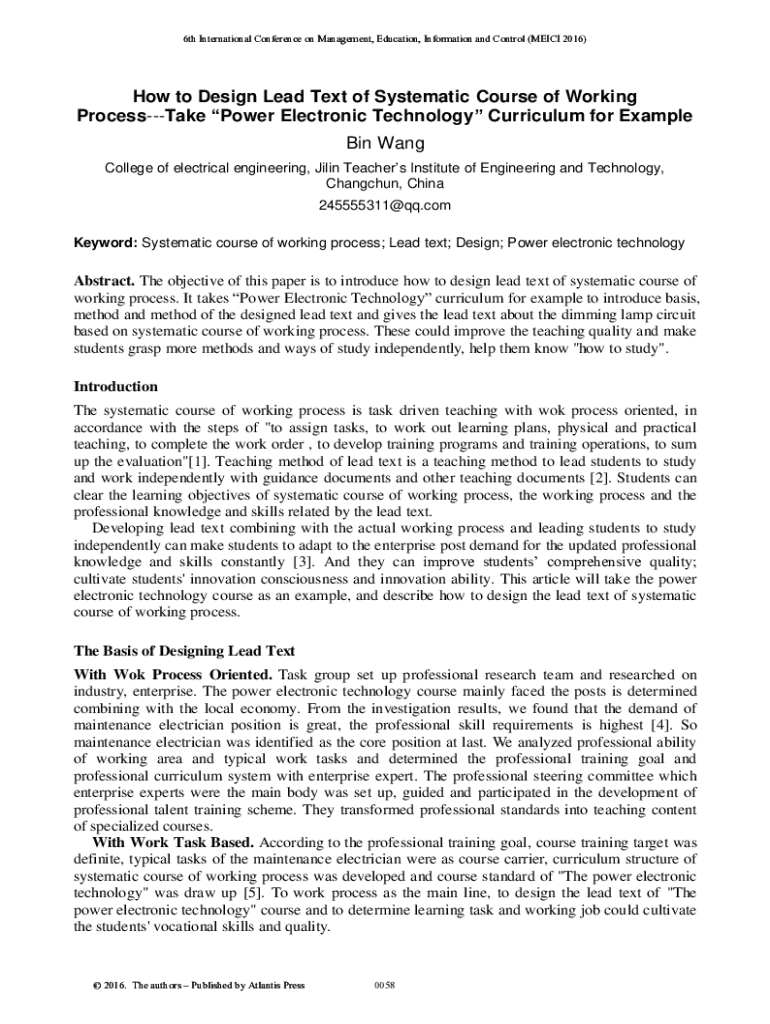 Fillable Online How to Design Lead Text of Systematic Course of Working ... Fax Email Print ...
