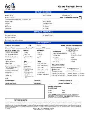Fillable Online Acra LendingQuote Request Form Fax Email Print - pdfFiller