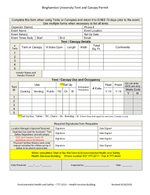 Fillable Online Tent - Canopy permit with regulations form Fax Email ...