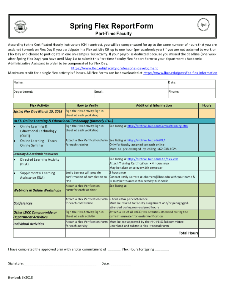 Fillable Online FLEX Frequently Asked Questions for Part Time Faculty ...