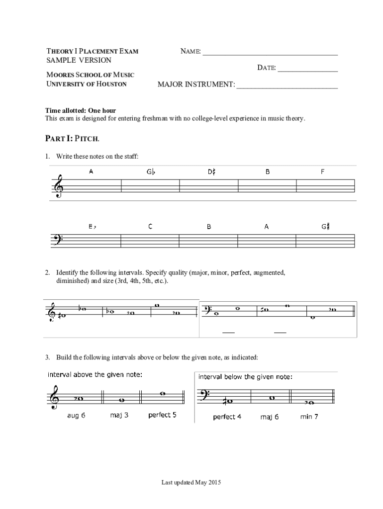 Fillable Online Bachelor of Music in Music Theory Suggested Four-Year ...