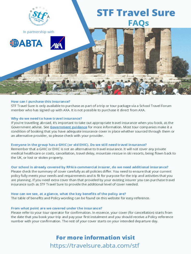 Fillable Online STF TRAVEL SURE Summary and How to claim procedure ...