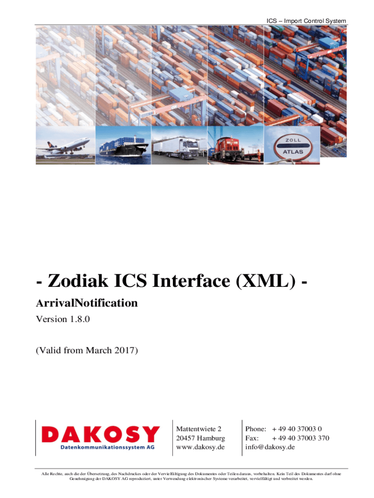 Fillable Online - Zodiak ICS Interface (XML) ArrivalNotification Fax ...