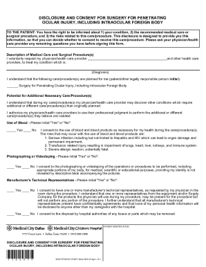 Fillable Online Disclosure and Consent Eye Treatments and Procedures ...