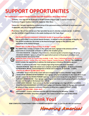 Fillable Online Conference support levels include the VIP Service as ...