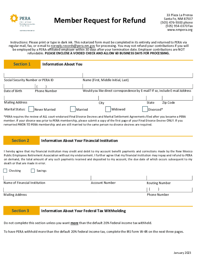 Fillable Online Member Request for Refund Fax Email Print - pdfFiller