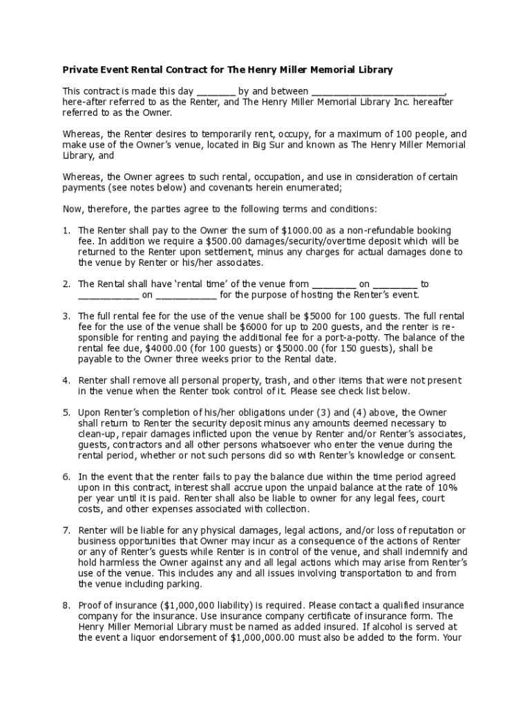 Fillable Online Private Events Fax Email Print - pdfFiller