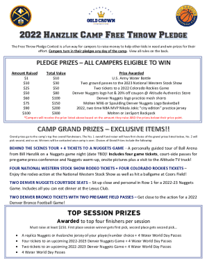 Fillable Online The Free Throw Pledge Contest is a fun way for campers ...