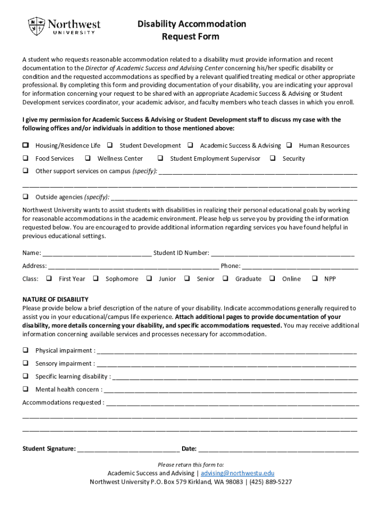 Fillable Online eagle northwestu CASA - Disability Support - Northwest ...