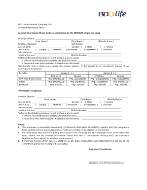 Fillable Online BDO Life Assurance Company, Inc Fax Email Print - pdfFiller