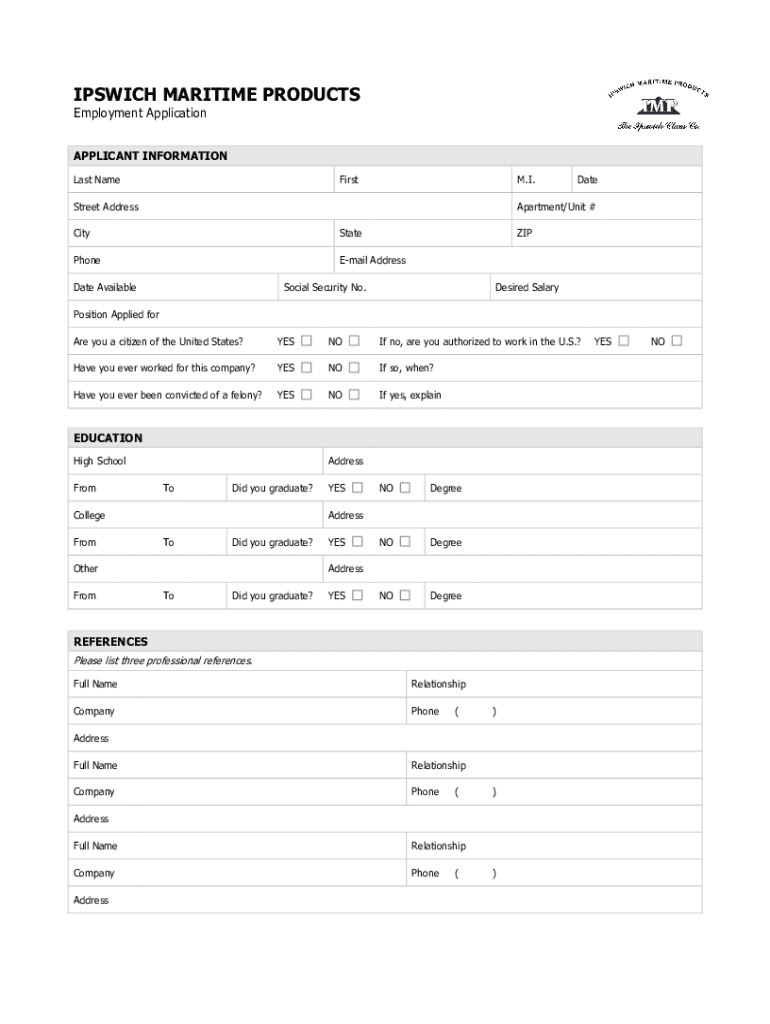 Fillable Online IMP Job Application Fax Email Print - pdfFiller