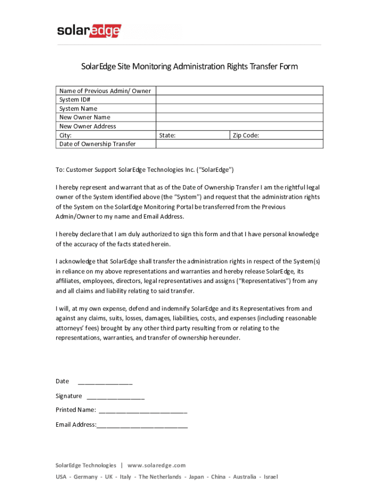 Fillable Online Site Ownership Transition Form - Home Owner Fax Email ...