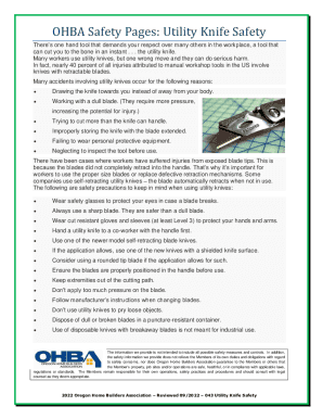 Fillable Online UTILITY KNIFE SAFETY There's one hand tool that ... Fax ...