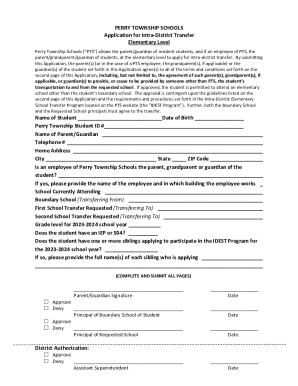 Fillable Online Inter-District Transfer for Elementary Students Fax Email Print - pdfFiller