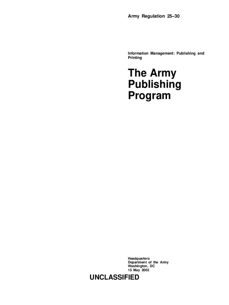 Fillable Online The Army Publishing Program. This regulation covers the ...