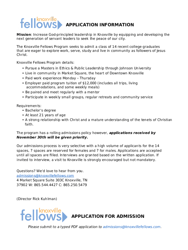 Leadership KnoxvilleApplication Process Doc Template | pdfFiller