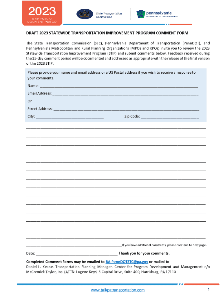 Fillable Online Regional Long-Range Transportation Plan Guidance Fax ...