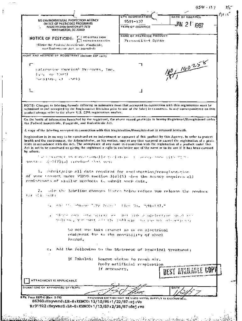 Fillable Online U.S. EPA, Pesticide Product Label, PRESSURIZED SPRAY ...