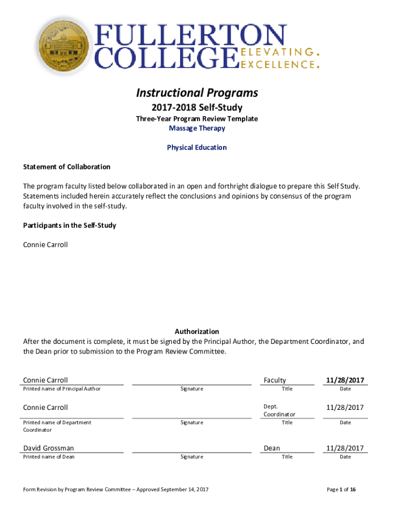 Fillable Online Programreview Fullcoll Massage Therapy Career Technical Certificate Fax Email 