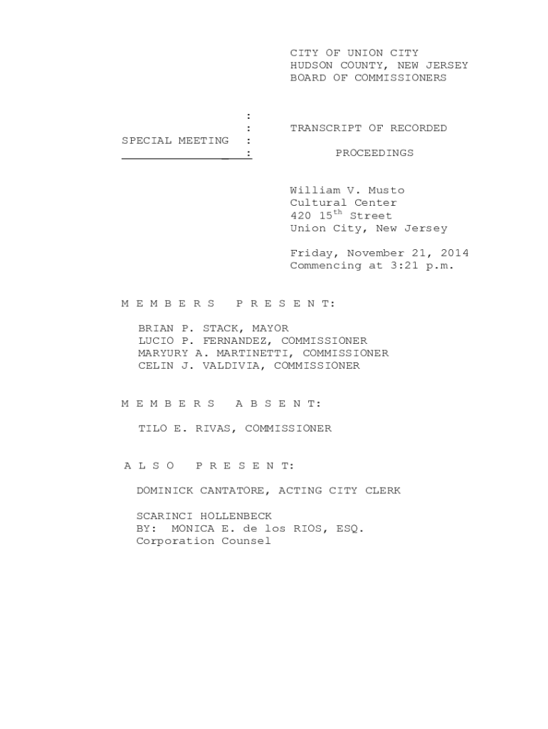 Fillable Online Union City opens William V. Musto Cultural Center Fax ...